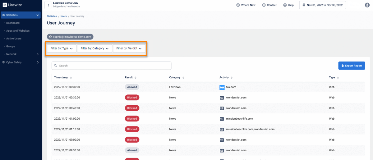 User Journey Report Guide – Linewize Filter